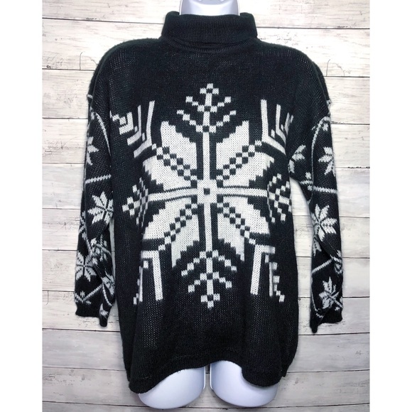 Stefano | Sweaters | 8s Vintage Stefano Black And White Snowflake ...